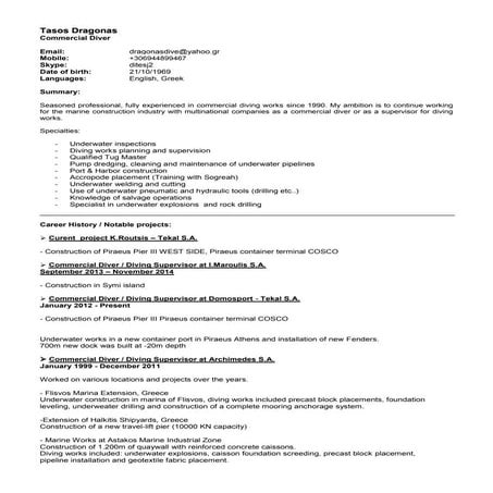 Tasos Dragonas diving cv | PDF