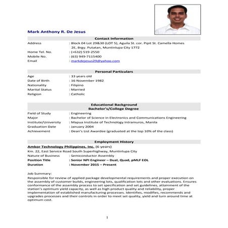 CV_Mark Anthony De Jesus | DOC