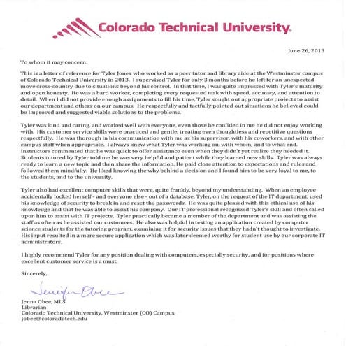CTU Reference Letter | PDF