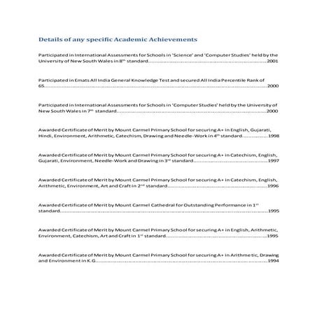 academic achievements | DOCX