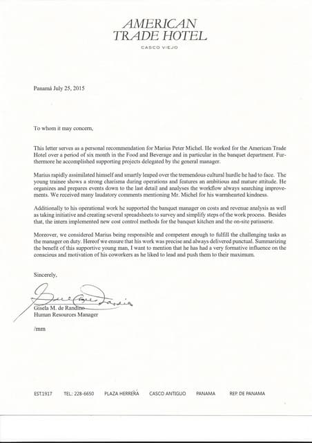 recommendation letter hilton | PDF
