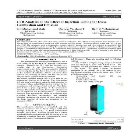 CFD Analysis on the Effect of Injection Timing for Diesel Combustion ...