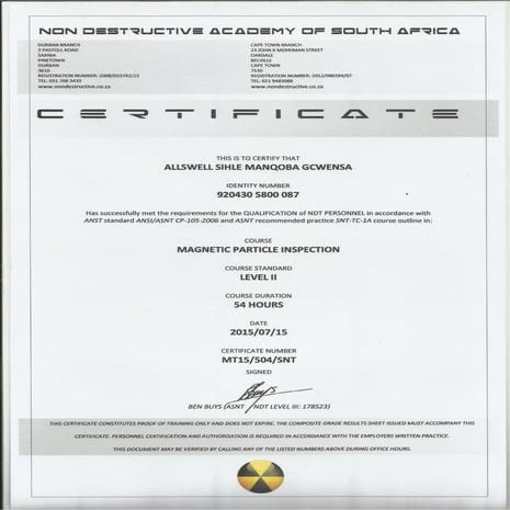 MT certificate | PDF