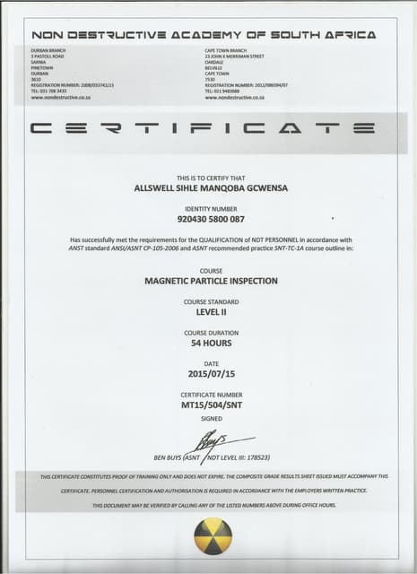N4 certificate | PDF