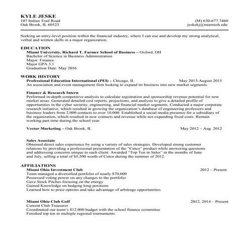 Kyle Jeske Resume | DOC