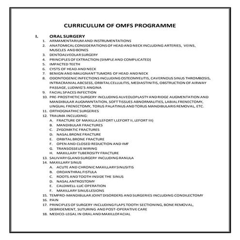 CURRICULUM OF OMFS PROGRAMME | DOCX