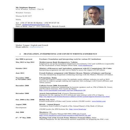 Stephane Dupont CV Business | DOC