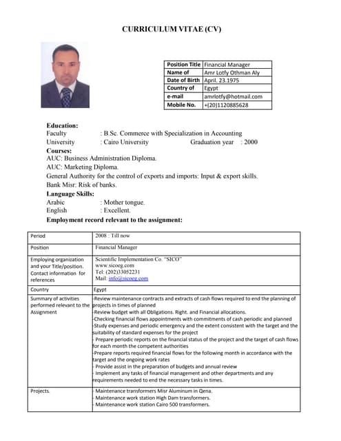 CV English seyam - Copy | PDF