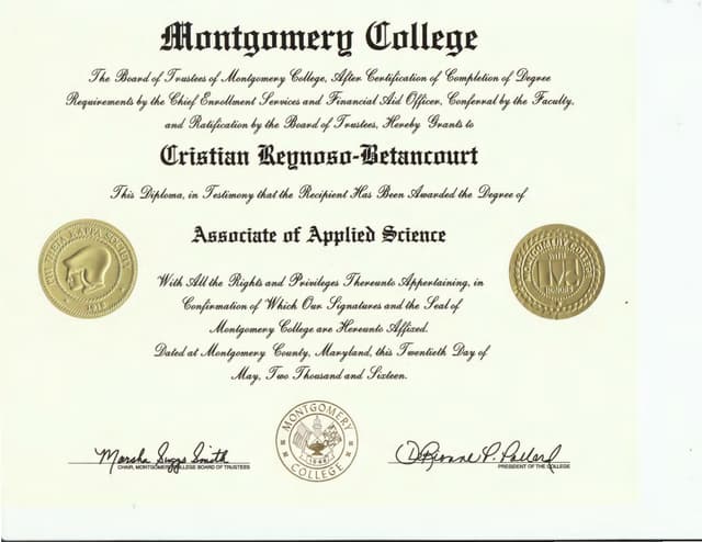 Associate Degree Certificate