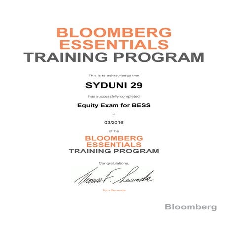 Bloomberg training program Equity | PDF