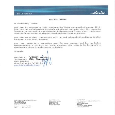 reference letter marlin project | PDF