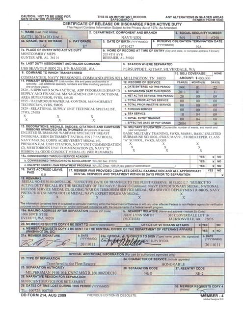 DD-214 (Redacted) | PDF