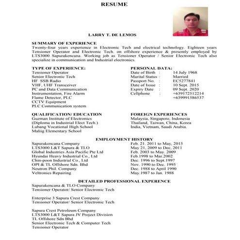 Larry Resume | DOC | Technology & Computing