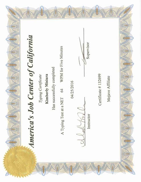 Typing Certificate Template