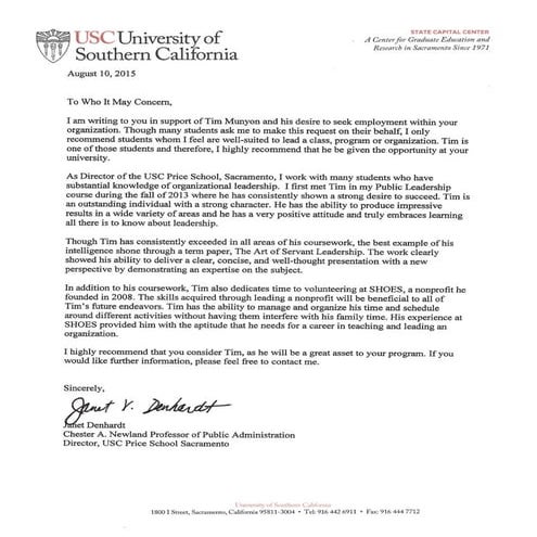 Dr. J Denhardt recommendation letter | PDF