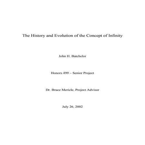 The History and Evolution of the Concept of Infinity | PDF