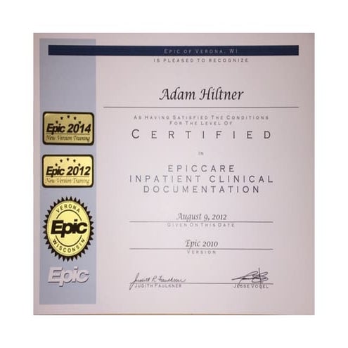 EpicCare Inpatient Clinical Documentation Certification | PDF