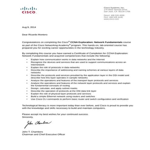 Letter of Merit Cisco 1 | PDF