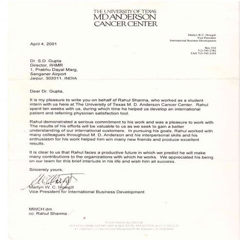MD ANDERSON LETTER 1 | PDF