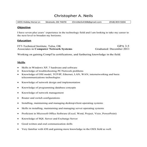Resume | DOC | Computing | Technology & Computing