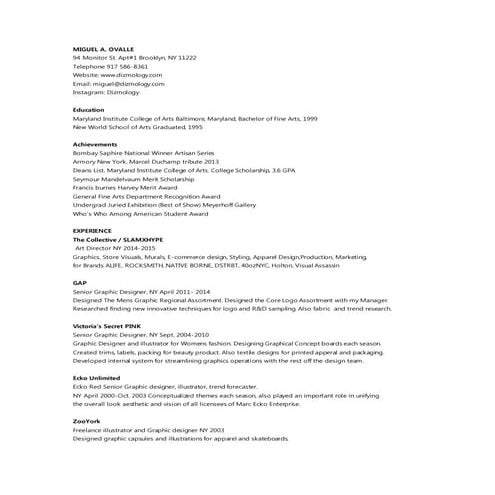 Miguel Fashion Resume | PDF