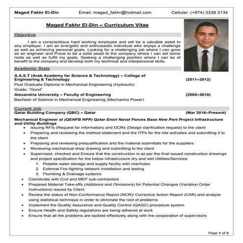 Eng.Maged Fakhr El-Din CV | PDF | Civil Engineering Industry | Industries