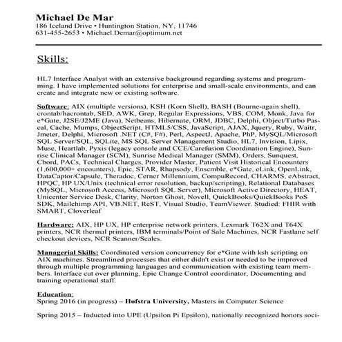 Resume' of Michael A Cafferky | DOCX