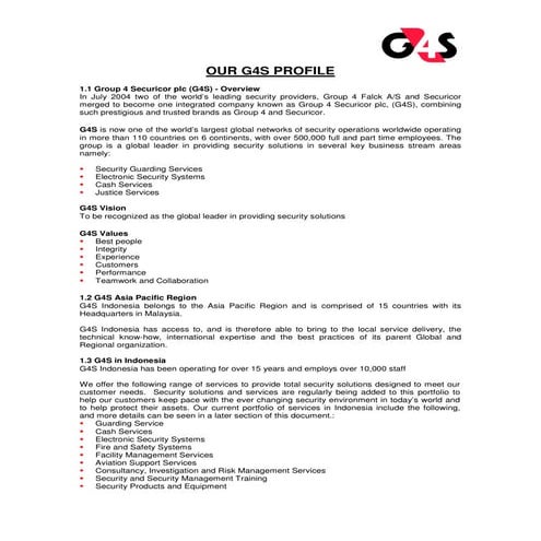 G4S Security Services - Company Profile G4S | PDF