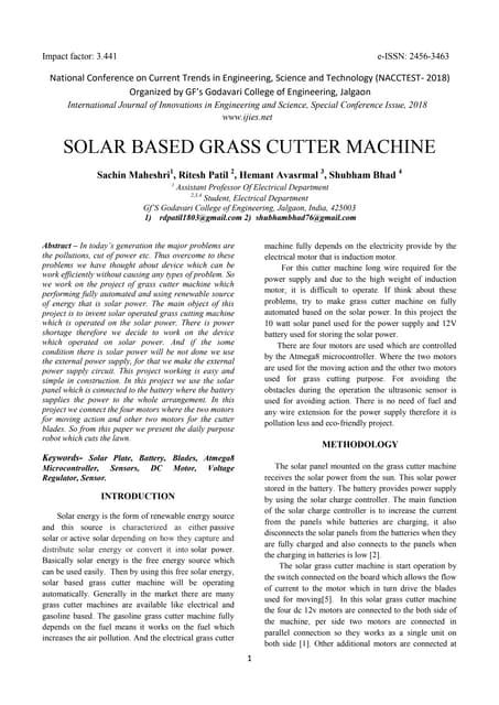Solar grass cutter | PPT