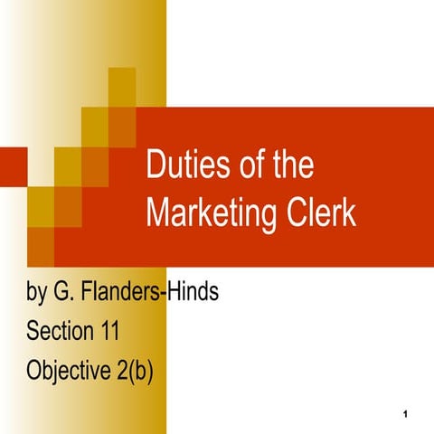 Duties of the customer service clerk in a Sales office | PPTX
