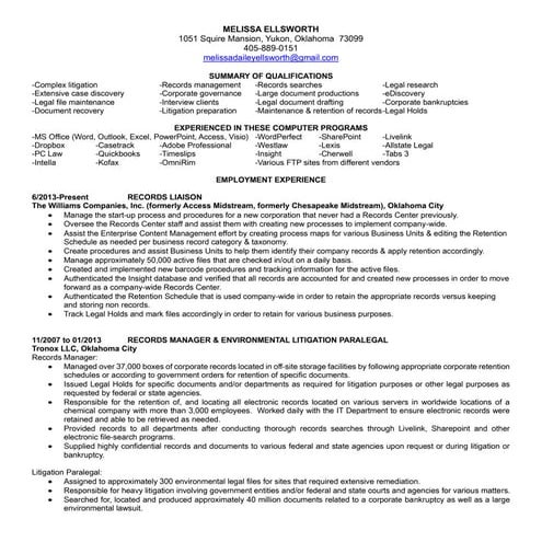 Ellsworth Melissa resume | PDF
