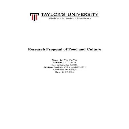 Food and Culture Topic Proposal | PDF