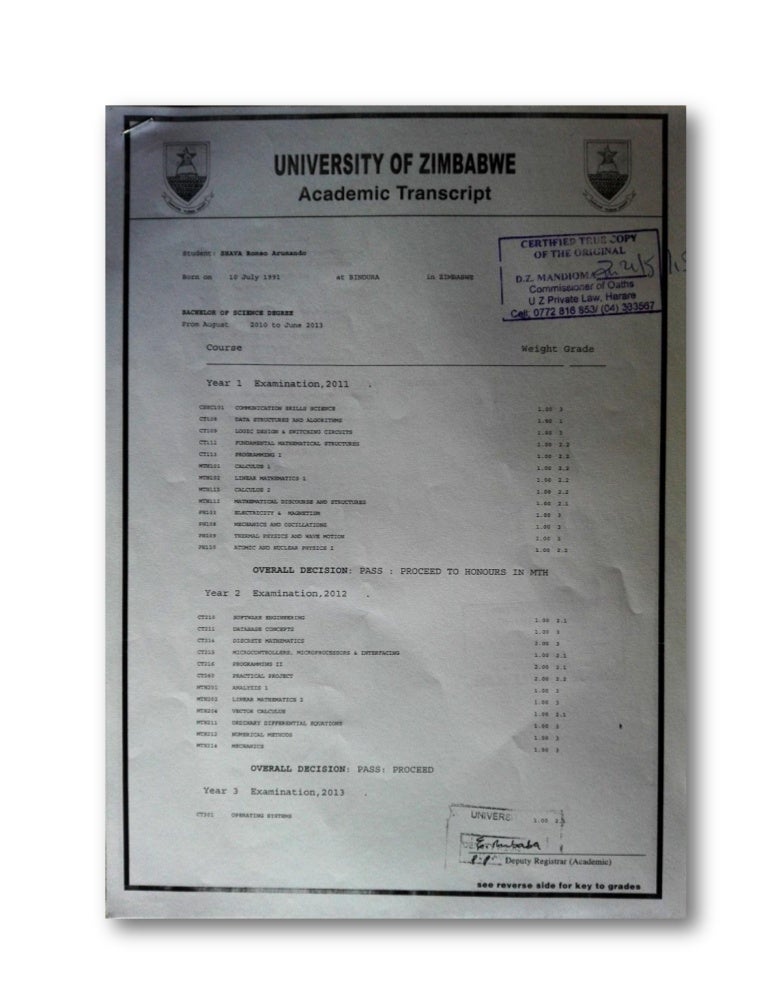 Bachelor of Science Transcript