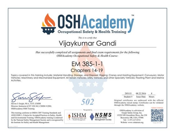 40-hour EM 385-1-1 Construction Safety Hazard Awareness | PDF