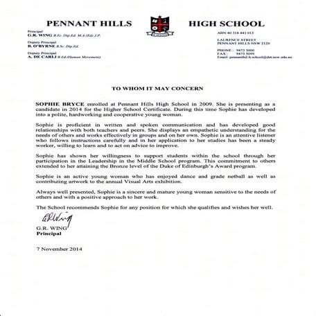School Reference Letter | PDF
