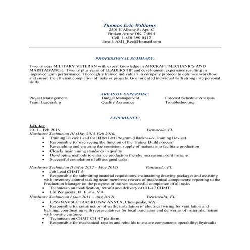 Thomas E Williams Resume | PDF
