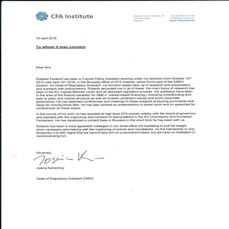 CFA REFERENCE LETTER0001 | PDF