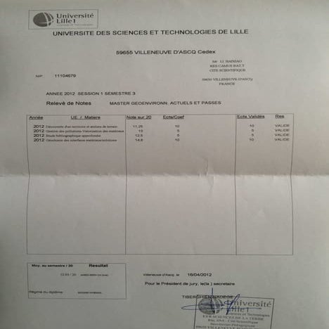 Relevé de LI Haixiao, S3,M2 | PDF