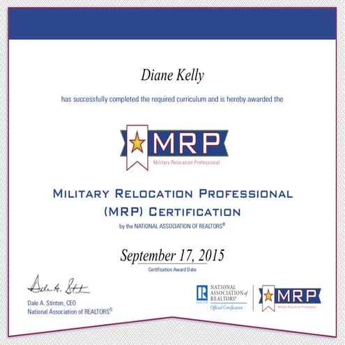 MILITARY RELOCATION PROFESSIONAL CERTIFICATE | PDF