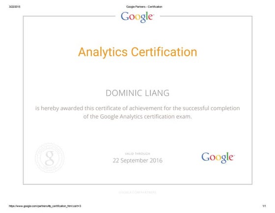 DMA Certificate - Dominic Liang | PPT