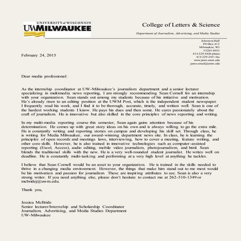 2015 University journalism letter | PDF
