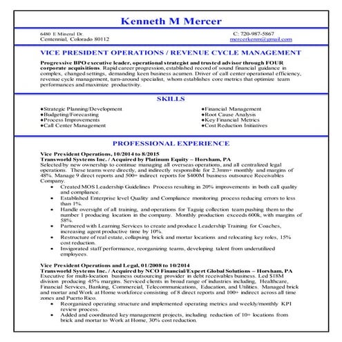 Kenneth M Mercer Resume 1 | PDF