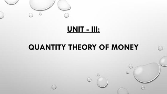Quantity theory of money | PPSX | Currencies | Economy
