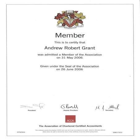 ACCA Membership Certificate | PDF