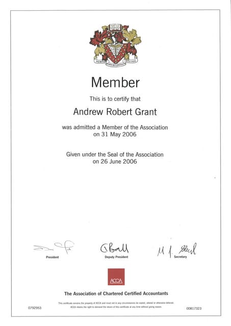 Acca Membership Certificate | PDF