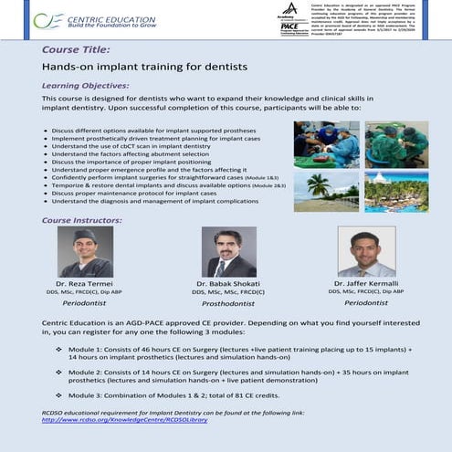 Hands-On Implant Course by Centric Education | PDF