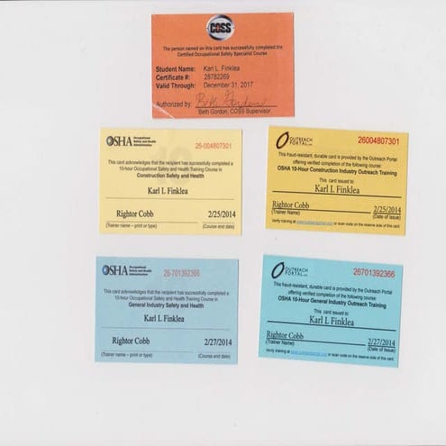 COSS & OSHA Cards | PPT