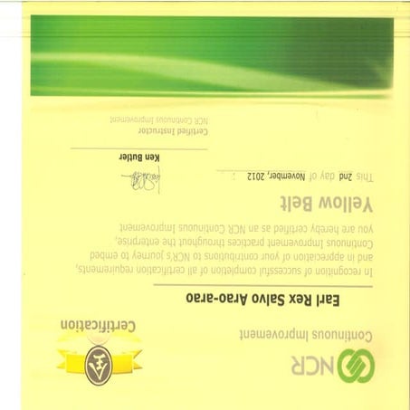 NCR Yellow Belt Certificate | PDF