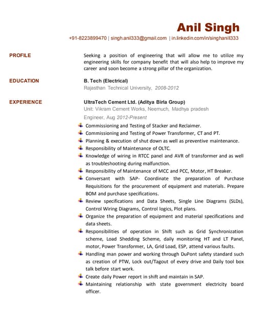 PLC BASED RESUME | DOCX