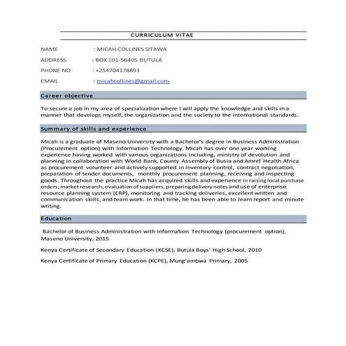 Curriculum Vitae | DOCX | Logistics | Business